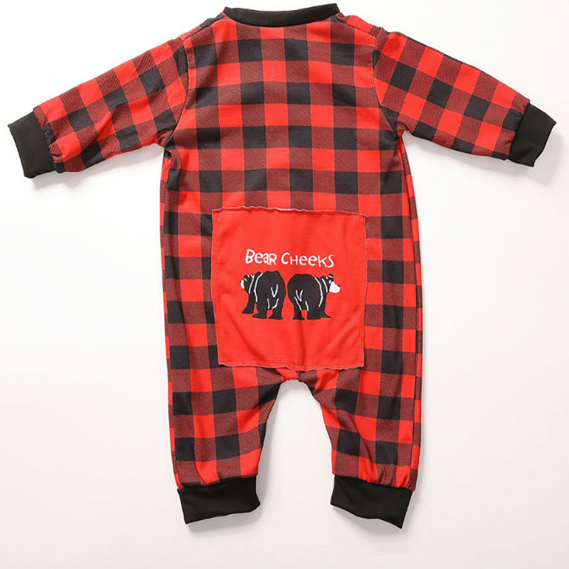 Christmas Family Matching Pajamas Sets Bear Cheeks Prints Red Plaid ...