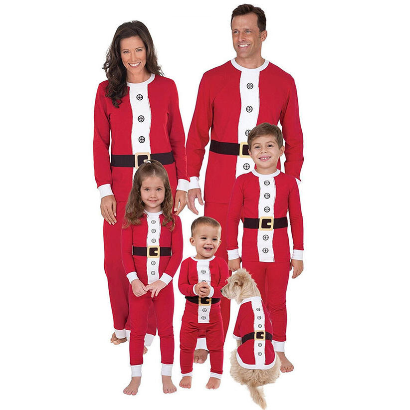 Christmas Family Matching Pajamas Christmas Santa Claus Red Sleepwear Sets