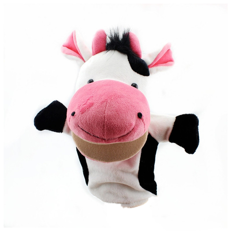 White Cows Hand Puppet Stuffed Plush Animal Doll For Kids Gift