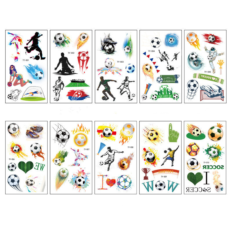 10 Pieces Football Temporary Tattoos Waterproof Stickers For Kids