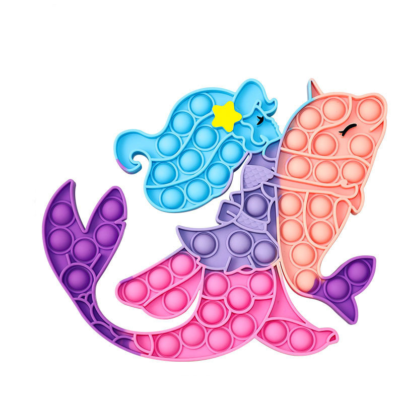 Mermaid Pop It Fidget Toy Push Pop Bubble Sensory Fidget Toy Stress ...