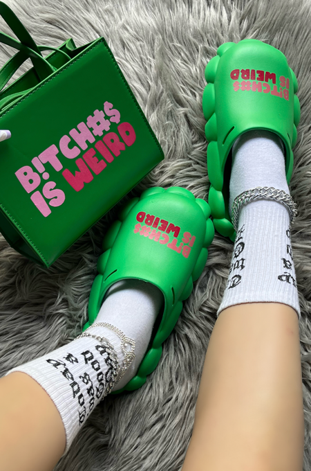 US$ 11.14 - WHOLESALE | BITCH#$ IS WEIRD EVA Foaming Slipper & Purse ...