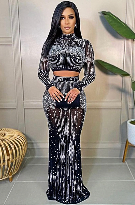 US$ 15.32 - WHOLESALE | Black See-through Skirt Set - www.fashion-wish.net