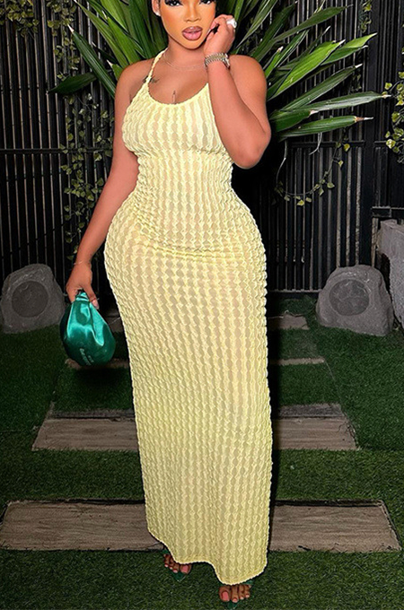 US$ 6.60 - WHOLESALE | Popcorn Material Maxi Dress - www.fashion-wish.net