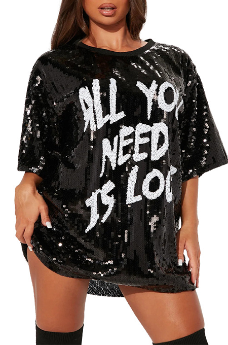 US$ 8.50 - SUPER WHOLESALE | Sequins Oversize Mini Dress - www.fashion ...