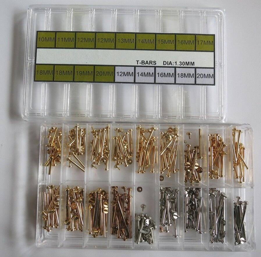 AB-606ATB10 Diameter 1.3mm Brass T-bars Screw Lug Assortments 10MM-20MM