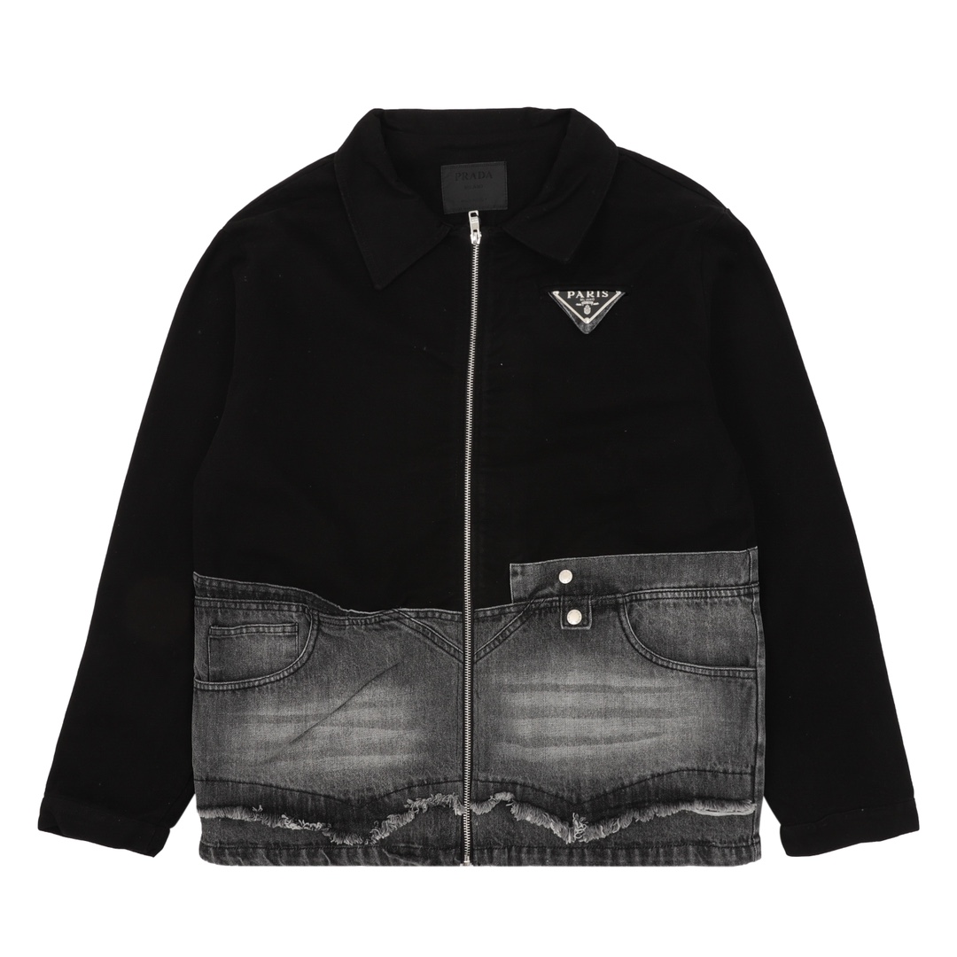 Prada New Classic Triangle Label Water Washed Spliced Cowboy Jacket