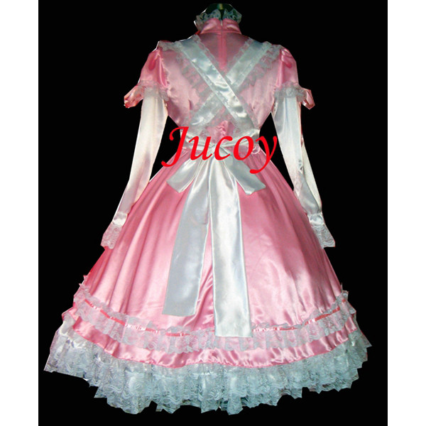 Us 106 83 French Sexy Sissy Maid Satin Pink White Dress Lockable