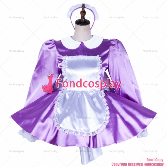 Us 109 00 Fondcosplay Cross Dressing Sissy Maid Short Lilac Satin