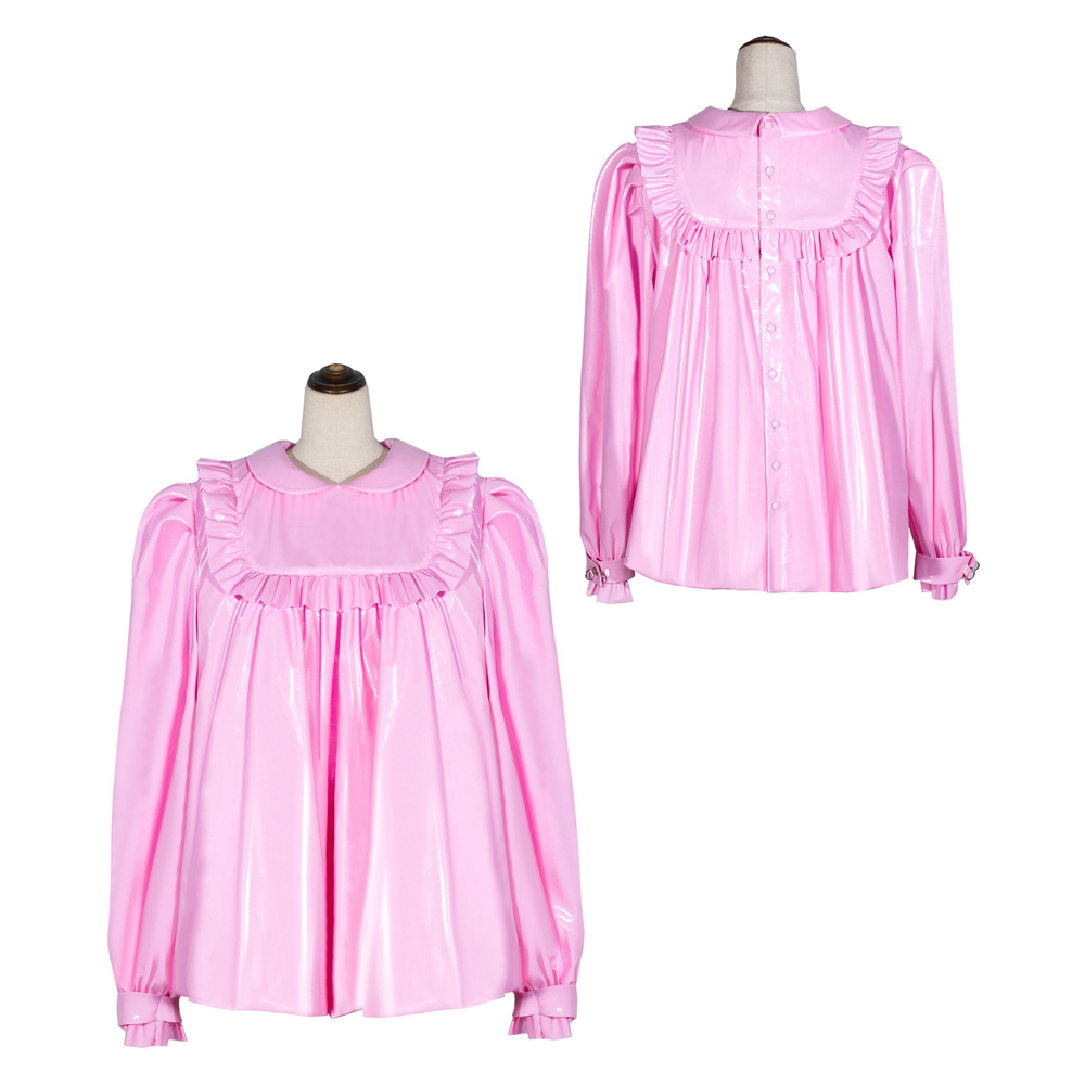 Fondcosplay Sissy Maid Crossdressing Thin PVC Pink Blouse Costume [G4056]