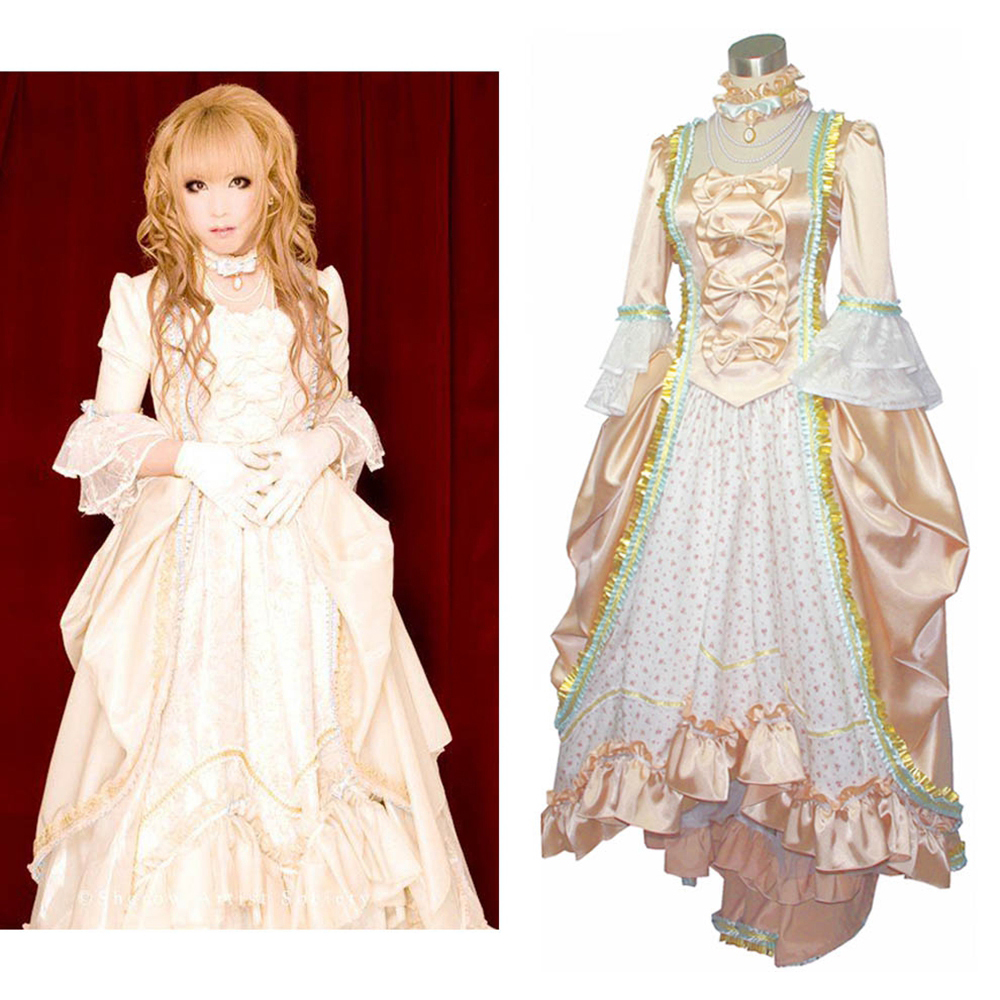 Versailles Hizaki Rococo Visual Kei Satin Dress – Handmade Aristocrat Cosplay G546