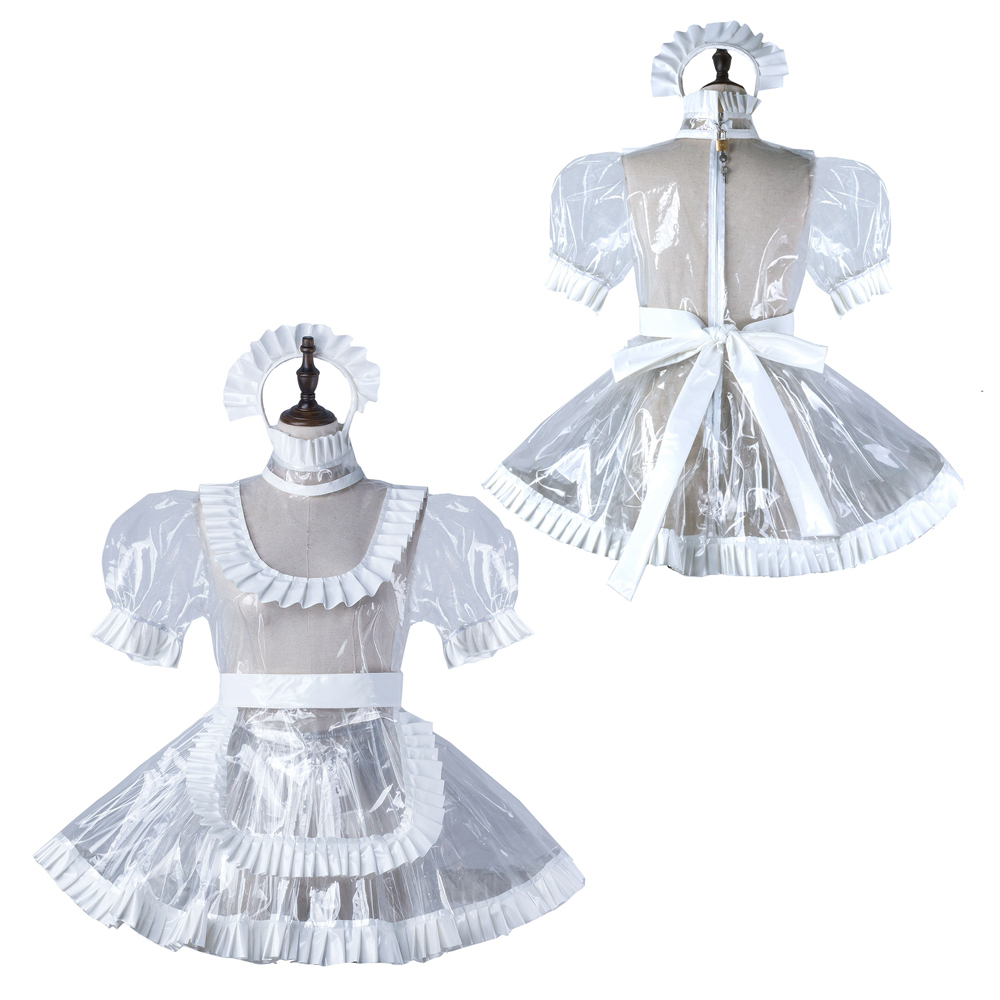 Fondcosplay Lockable Sissy Maid Crossdressing Clear PVC French Maid ...