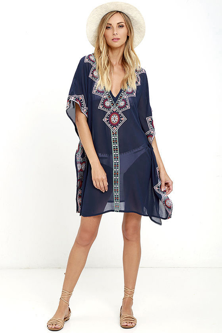 US$ 6.80 - Beach blouse Chiffon embroidered Holiday Beach skirt - www ...