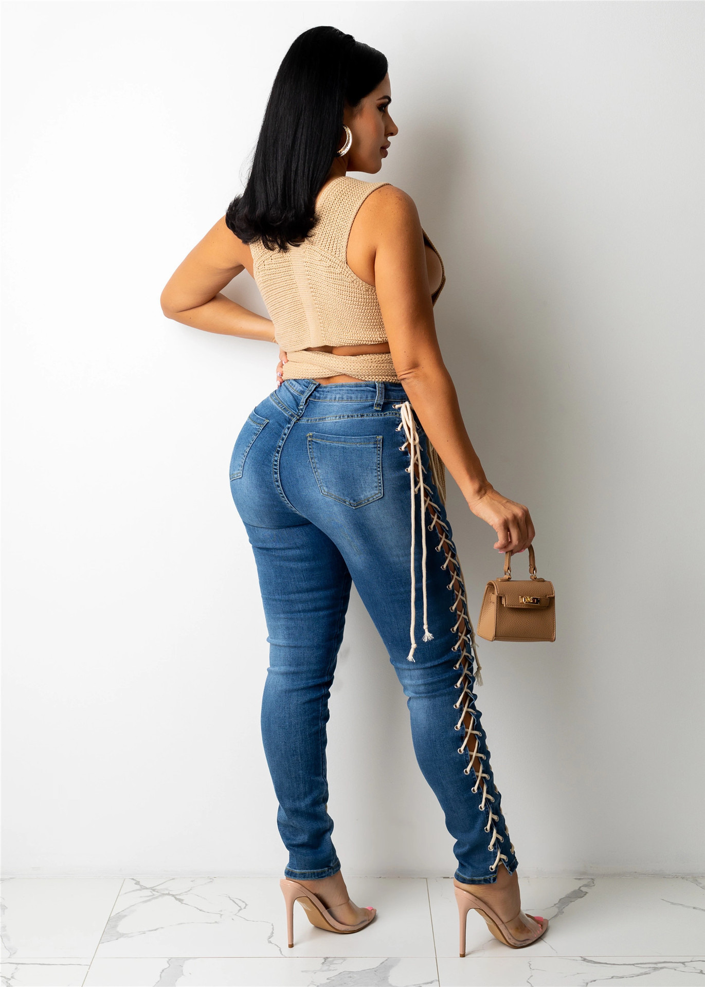 US$ 12.97 - Rope legged denim pants - www.keke-lover.com