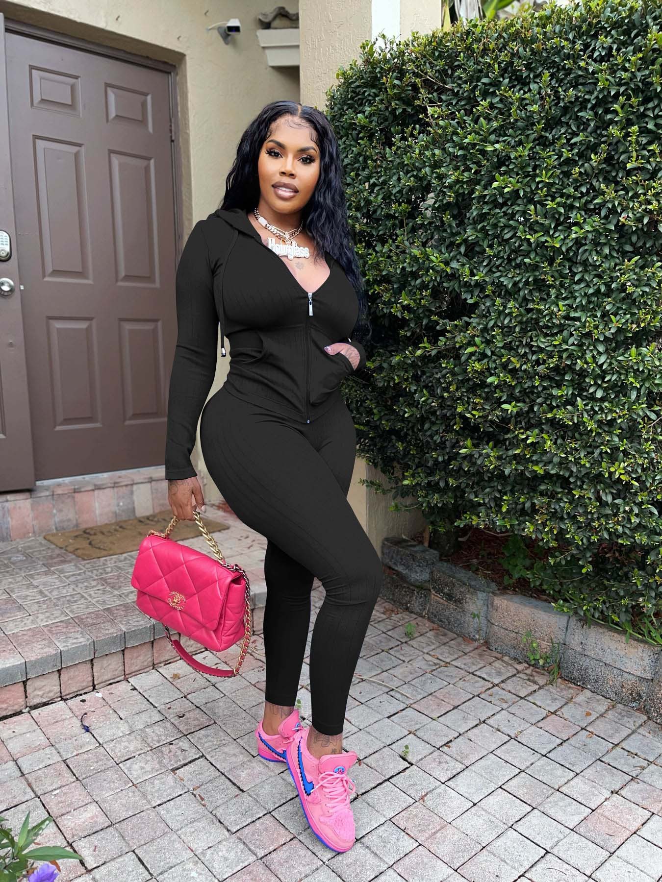 Leisure and fashion big pit zipper suit