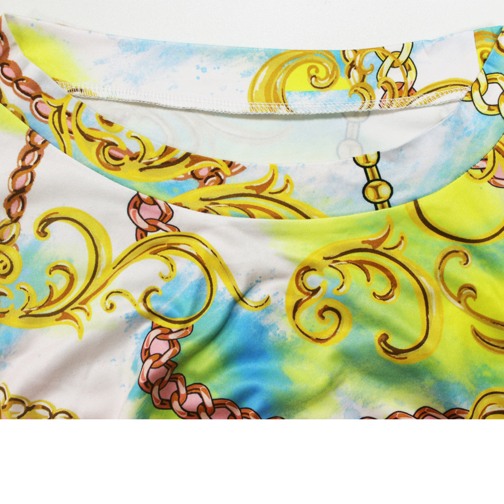 Large fashion gold chain printing two-piece set