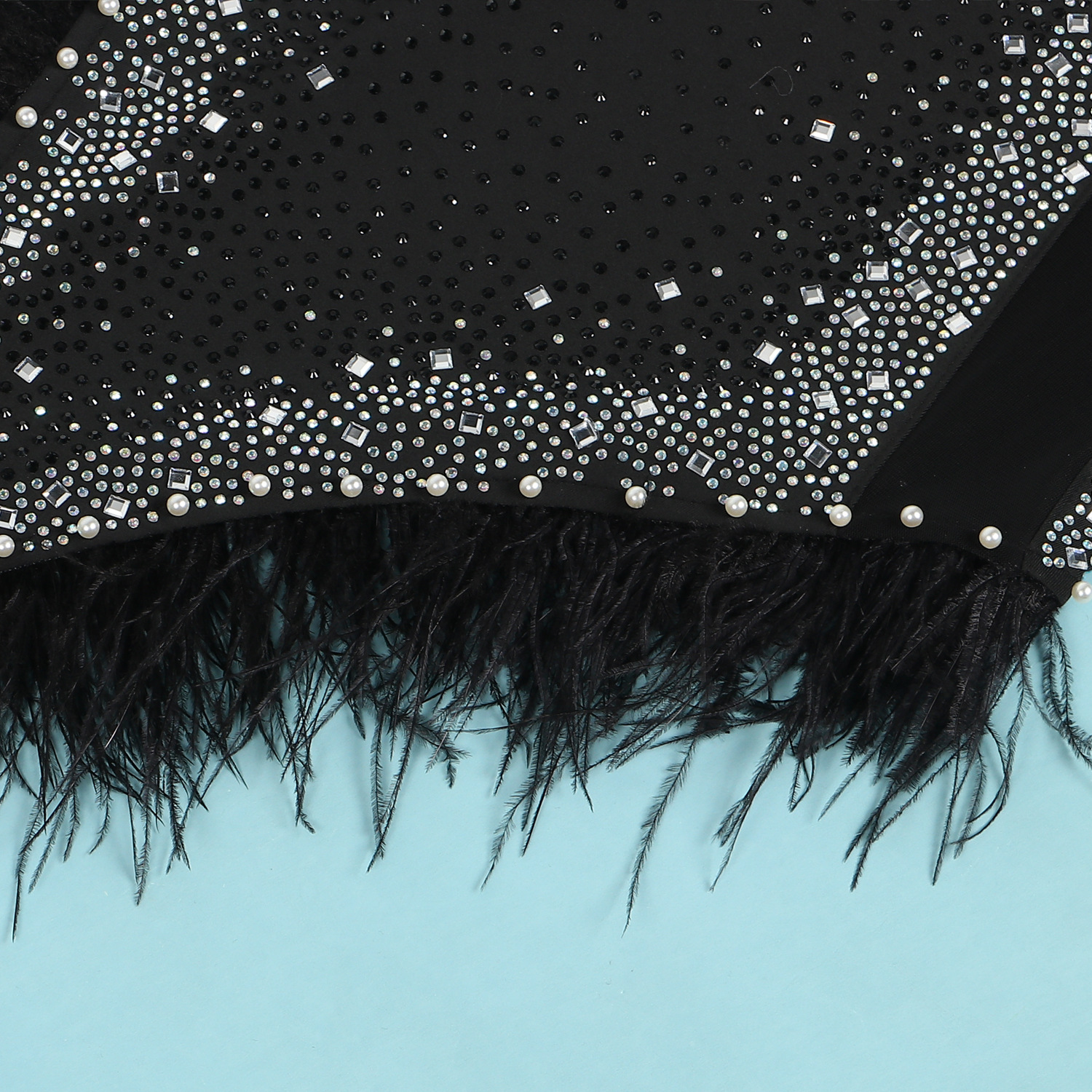 Perspective Slim Scalded Pearl Feather Dress