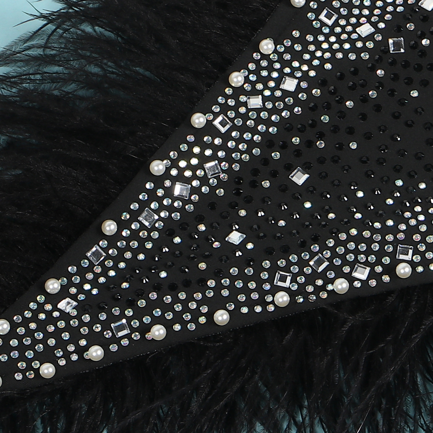 Perspective Slim Scalded Pearl Feather Dress