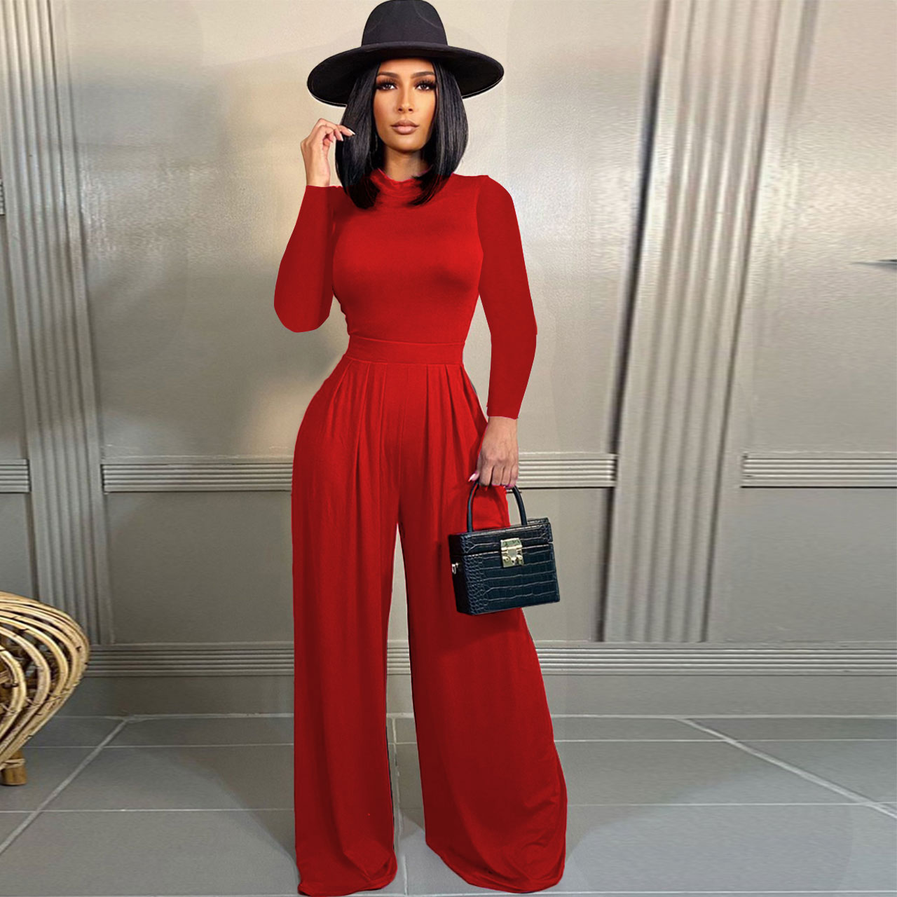 US$ 6.86 - Fashion jumpsuit+wide leg pants suit - www.keke-lover.com