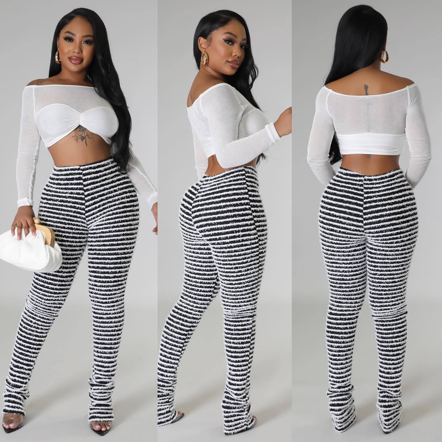 Large sexy high waisted tight pile pants