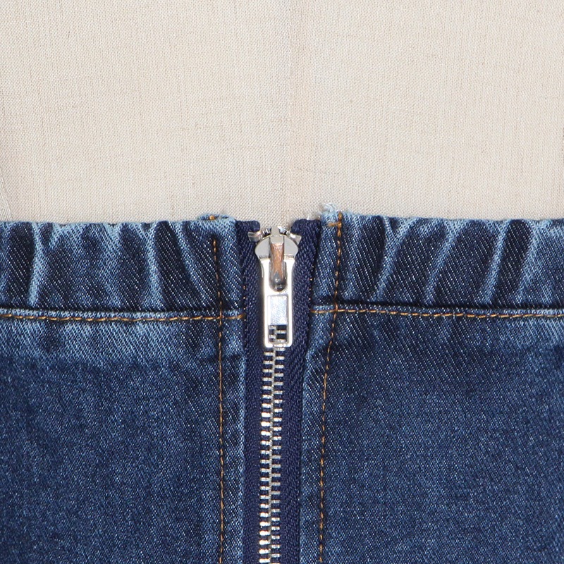 Fashion Wrap Chest Stretch Sexy Back Zipper Denim Mini Dress