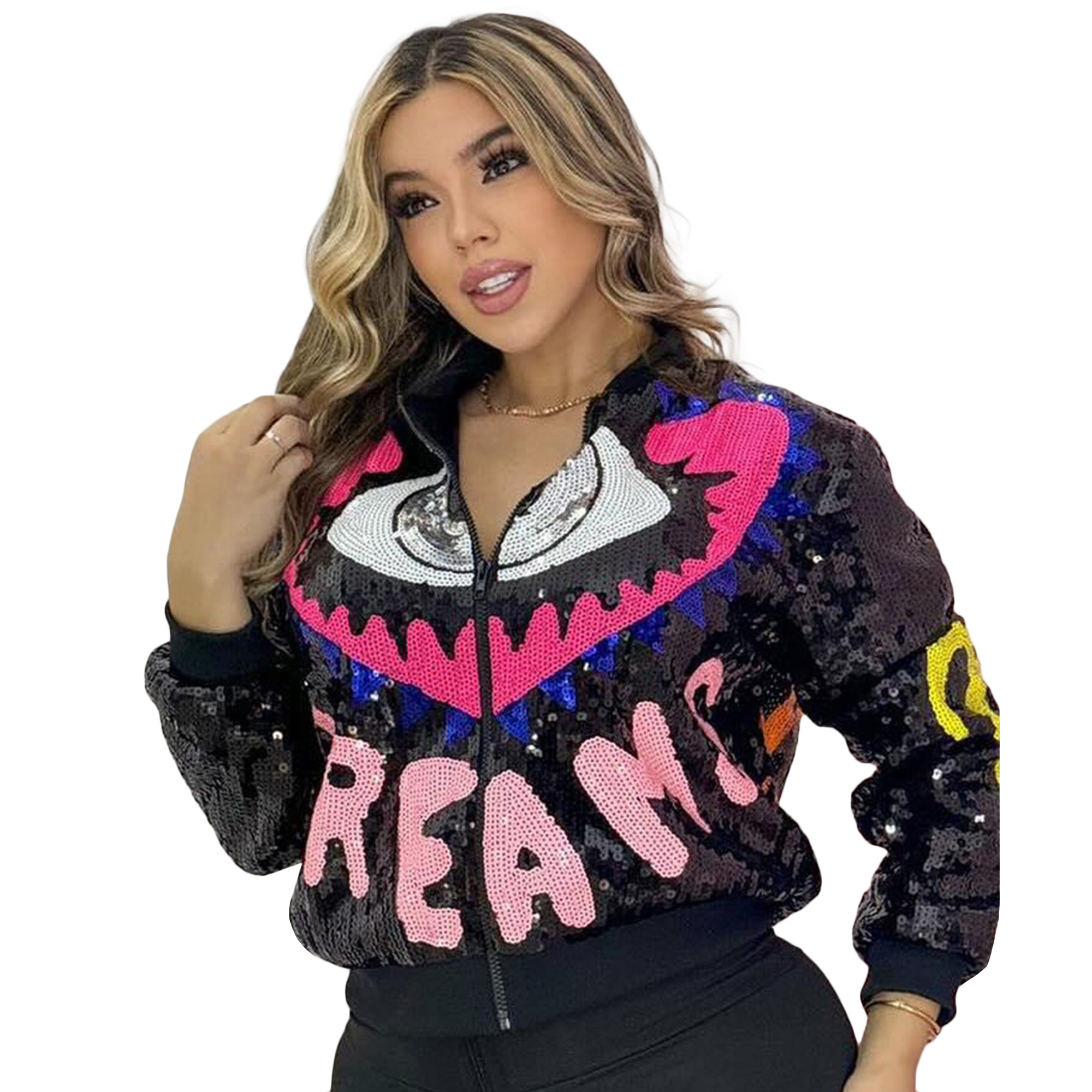 Fashion temperament commuter long-sleeved Slim shiny jacket