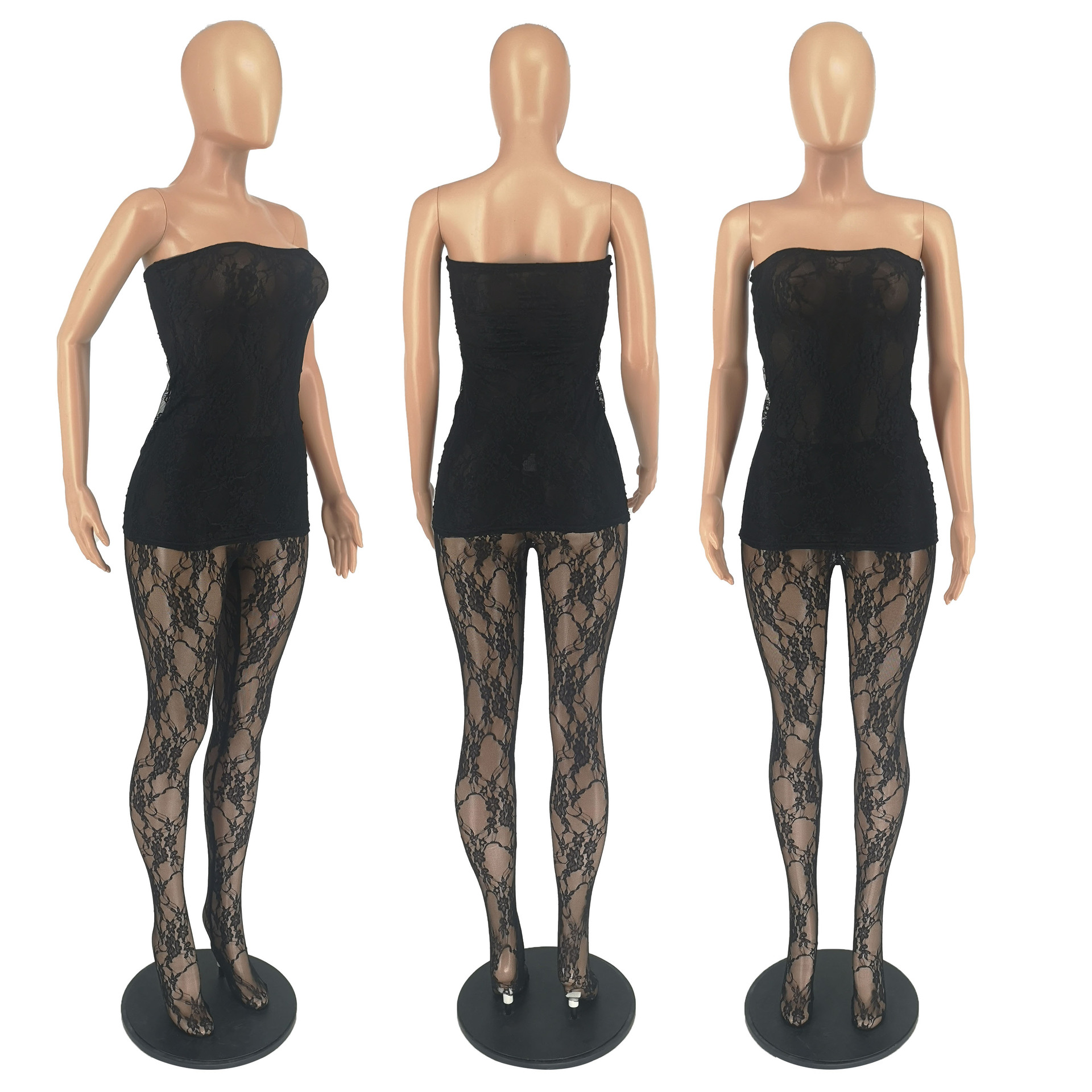 Fashion Sexy Bustier Mesh Pantyhose Set