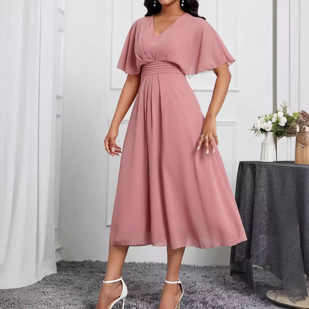 V-neck short sleeved elegant foreign trade European and American slim ...