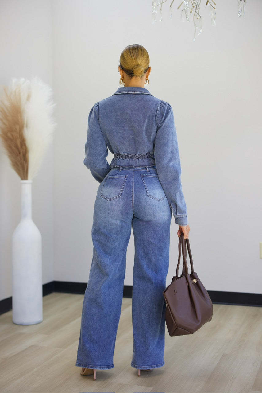 Women's fashion sexy micro elastic multi pocket washed denim casual set ...