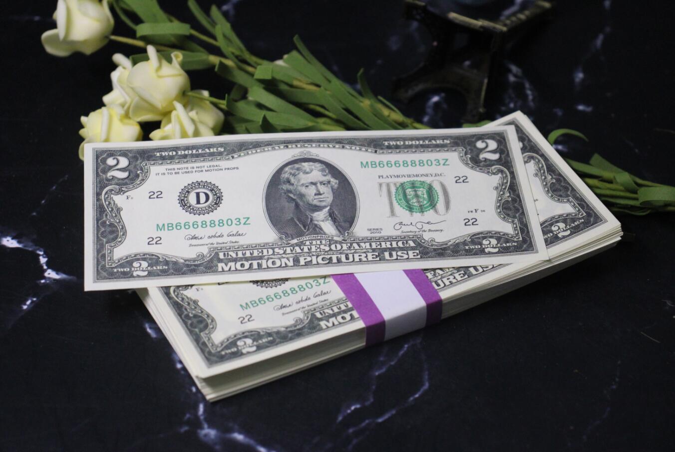 Play money $2 prop money Replica copy banknote 100pcs/pack