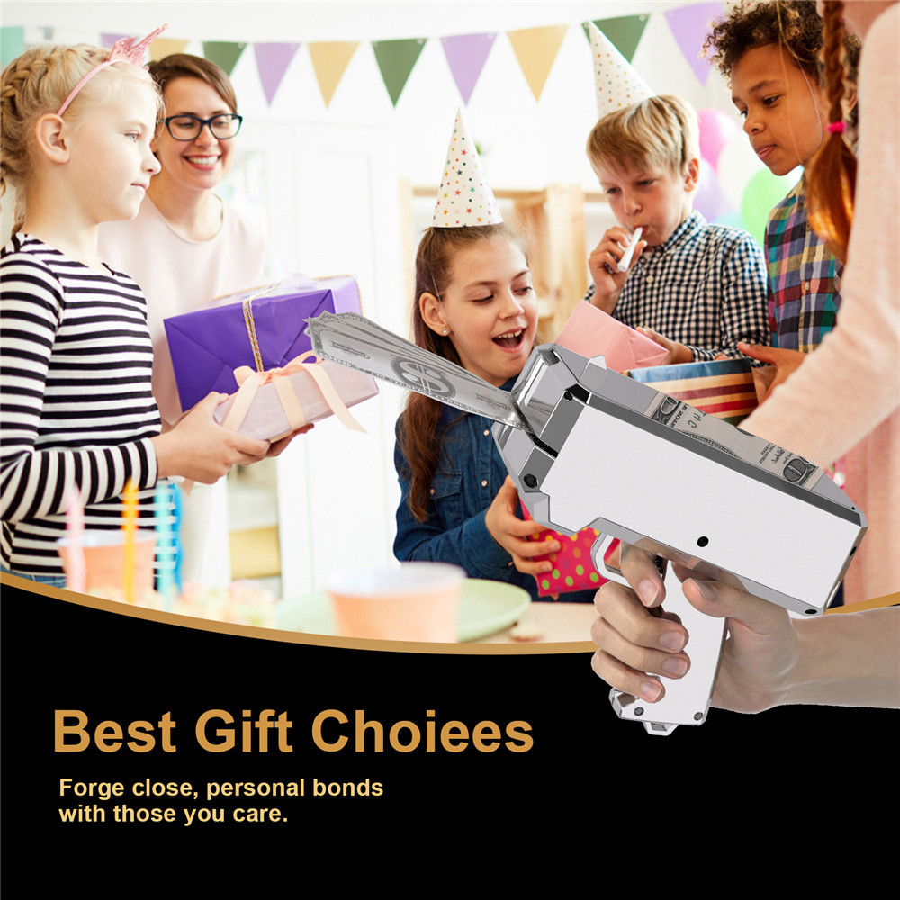 US$ 21.90 - Money Gun Shooter 18k Silver Plated with Prop Money Gun ...