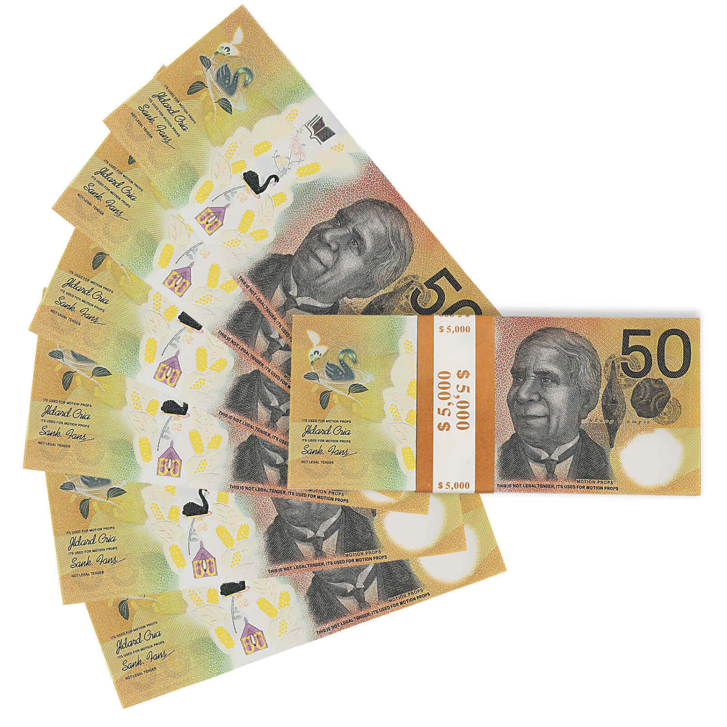 Best Australian Prop Money AUD $50 Bills $5000 Full Print 1 Stack