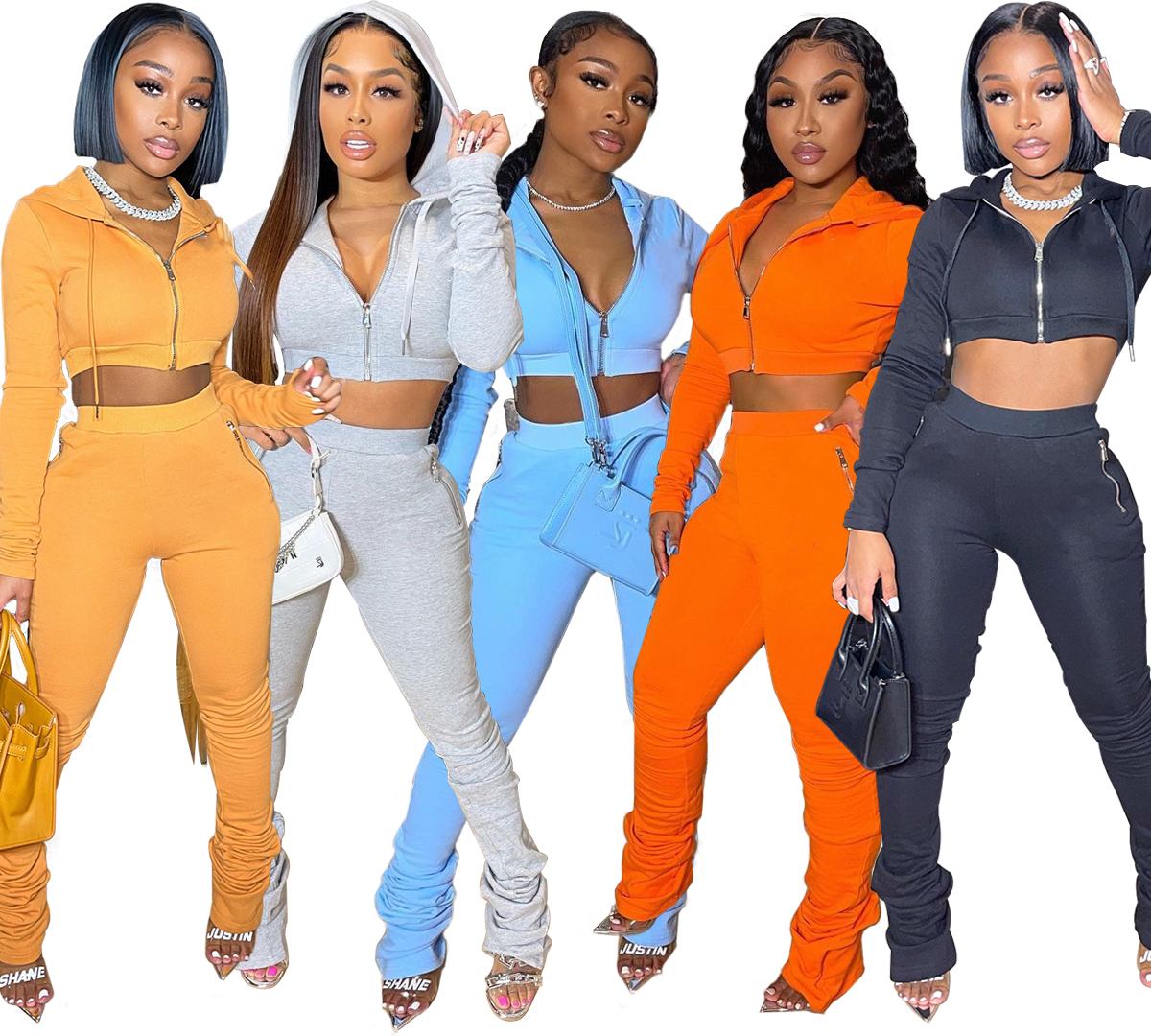 US$ 11.30 - Women cropped tracksuit set LD81071 - www.dream-flying01.com