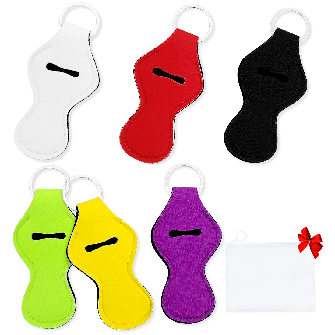 Kalevel Lipstick Keychain Holder Neoprene Lip Balm Holder 6 Pcs for ...