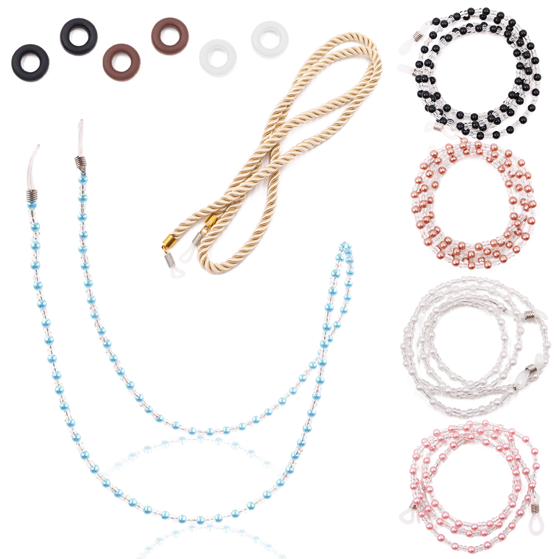 Kalevel 6pcs Eyeglass Chains for Women Girls Pearl Beaded Eyeglass ...