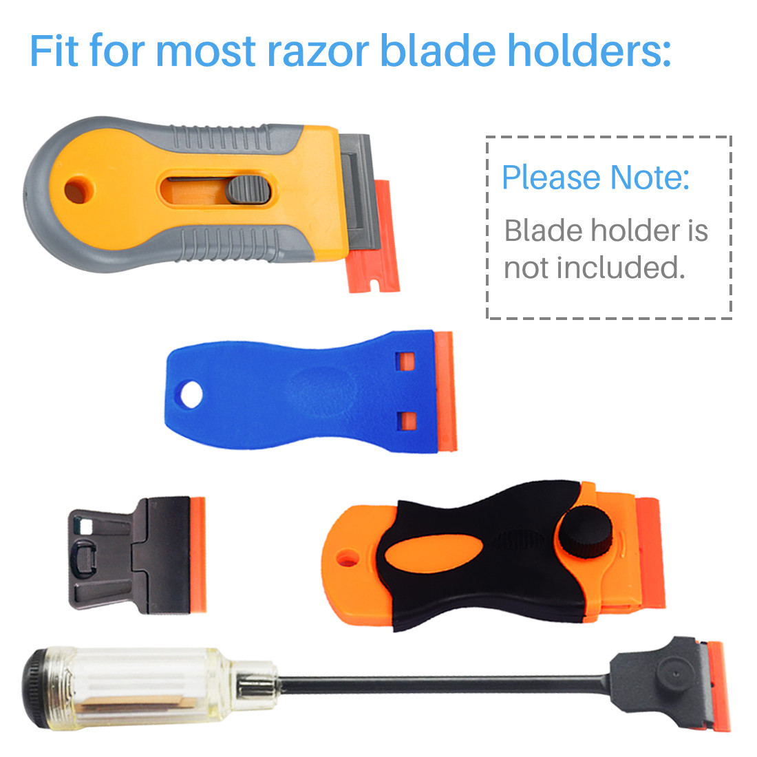 Kalevel 100pcs Plastic Razor Scraper Blades Double Edge 1.5 Inch Car ...