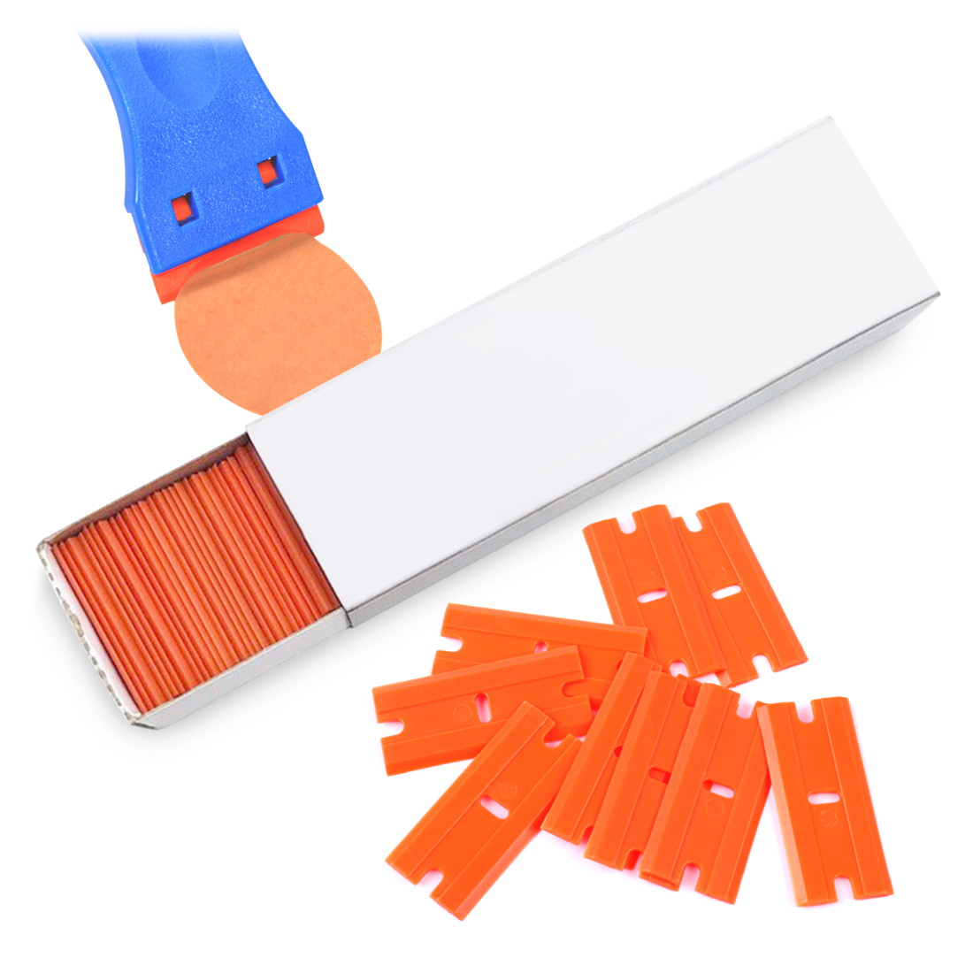 Kalevel 100pcs Plastic Razor Scraper Blades Double Edge 1.5 Inch Car ...