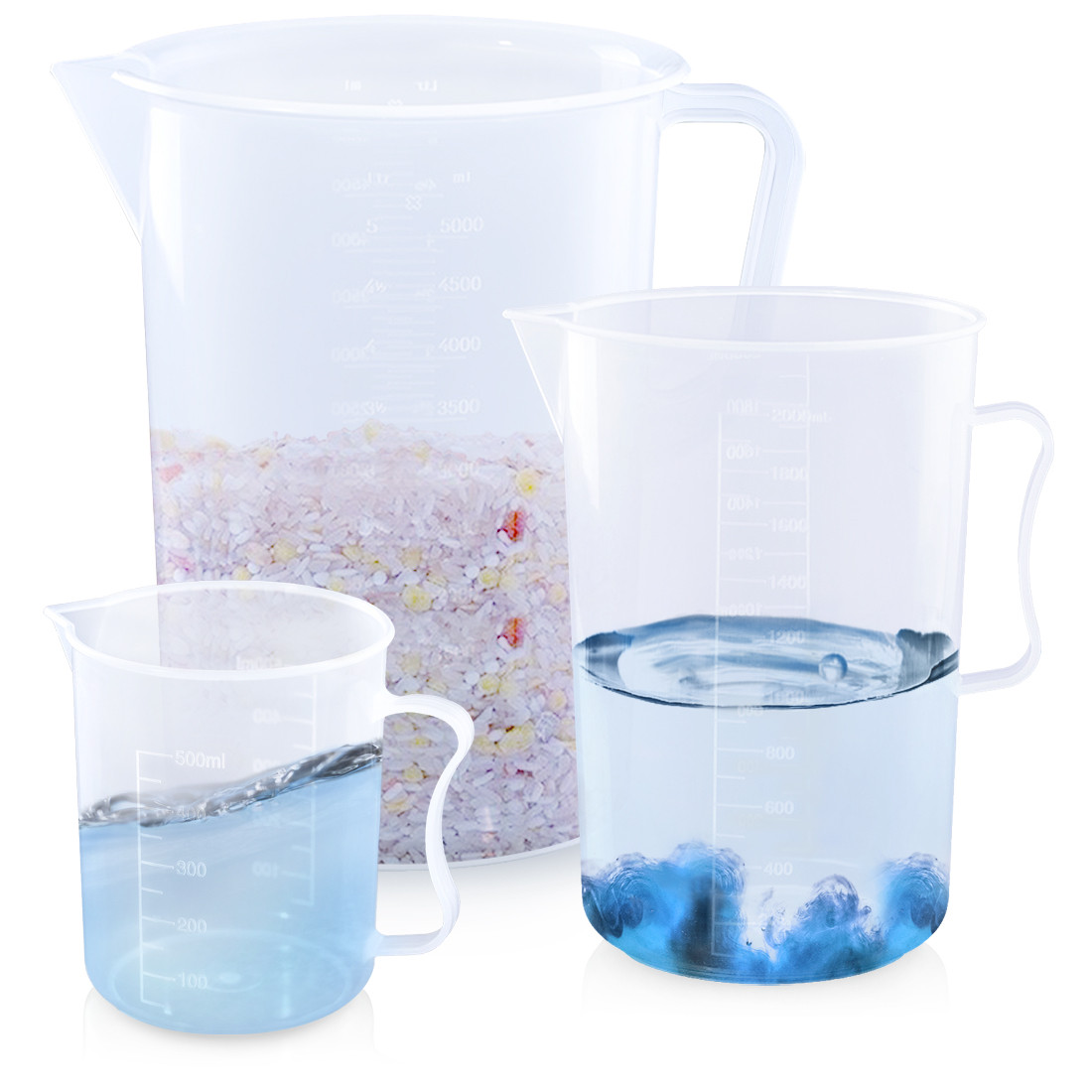 Kalevel 3pcs Plastic Measuring Cup Lab Kitchen Large Beakers 500ml ...