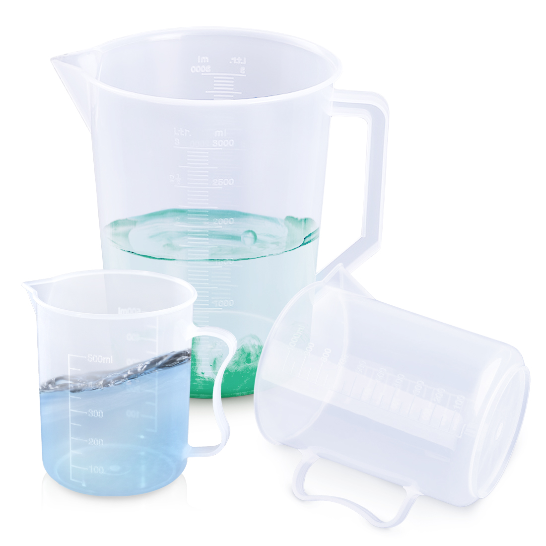 Kalevel 3 Sizes Measuring Cups Clear Plastic Graduated Beaker Pitcher ...