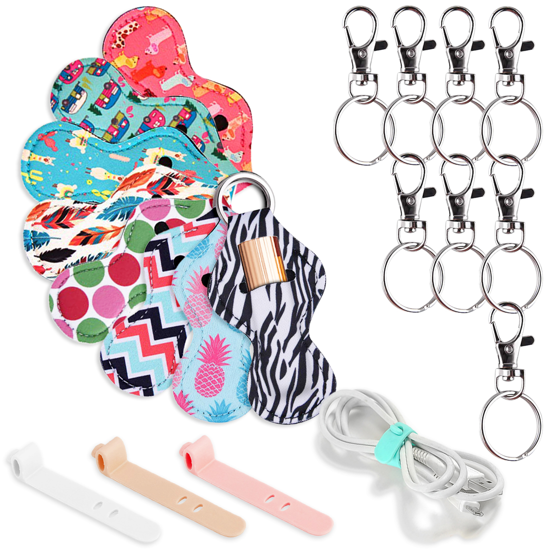 Kalevel Lip Balm Sleeve Keychain Lipstick Holder with Metal Keychain ...
