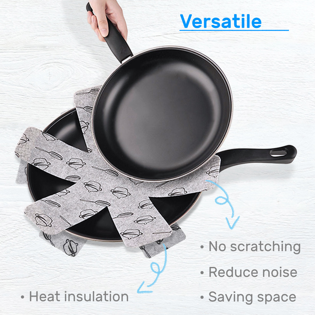 Kalevel Divider Pads Pot and Pan Bowl Protectors Felt Pan Separators ...