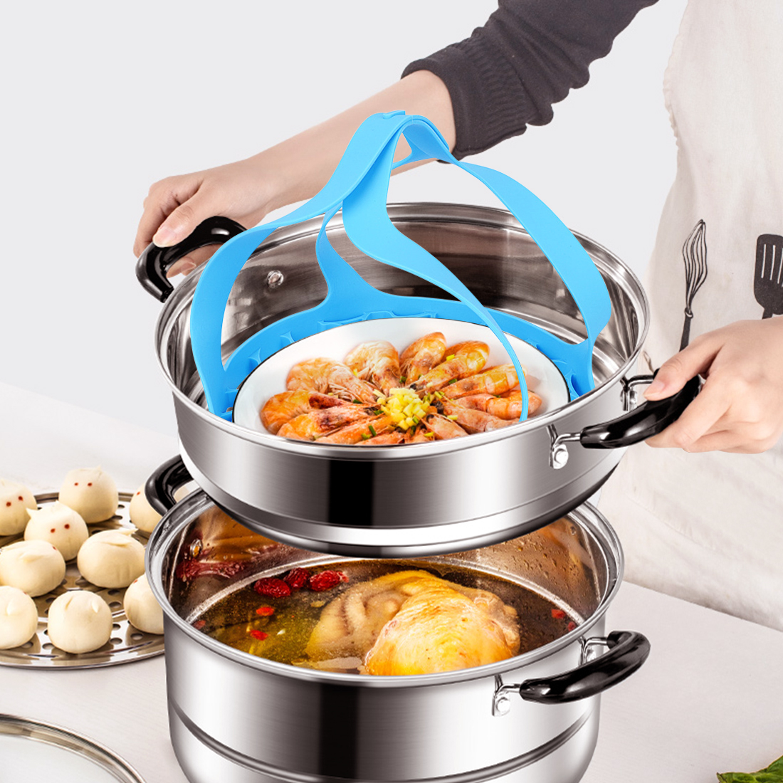 Kalevel Pressure Cooker Sling Silicone Bakeware Lifter Egg Steamer Rack ...