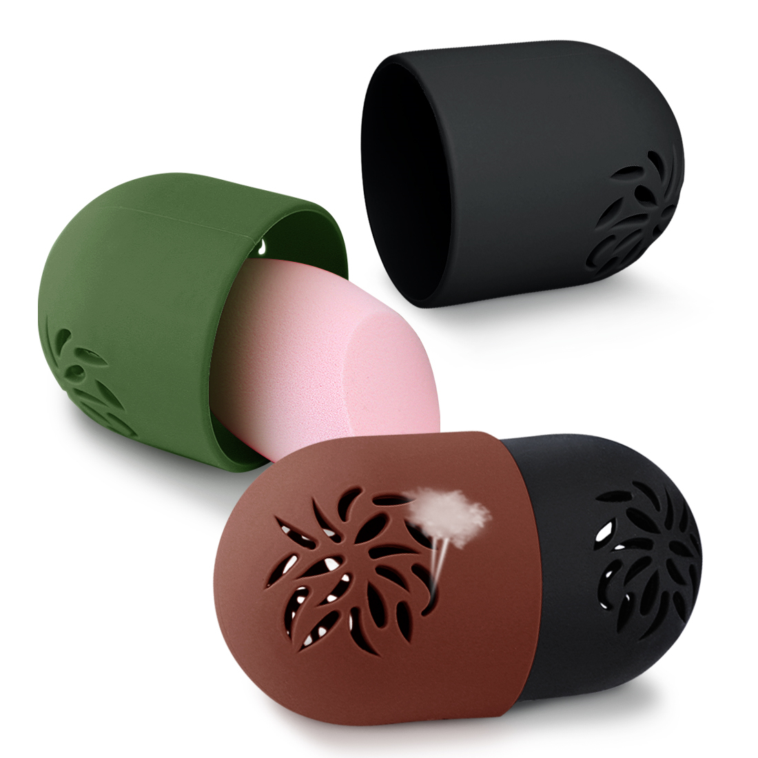 Kalevel Beauty Sponge Container 2 Pack Silicone Makeup Sponge Carrying ...