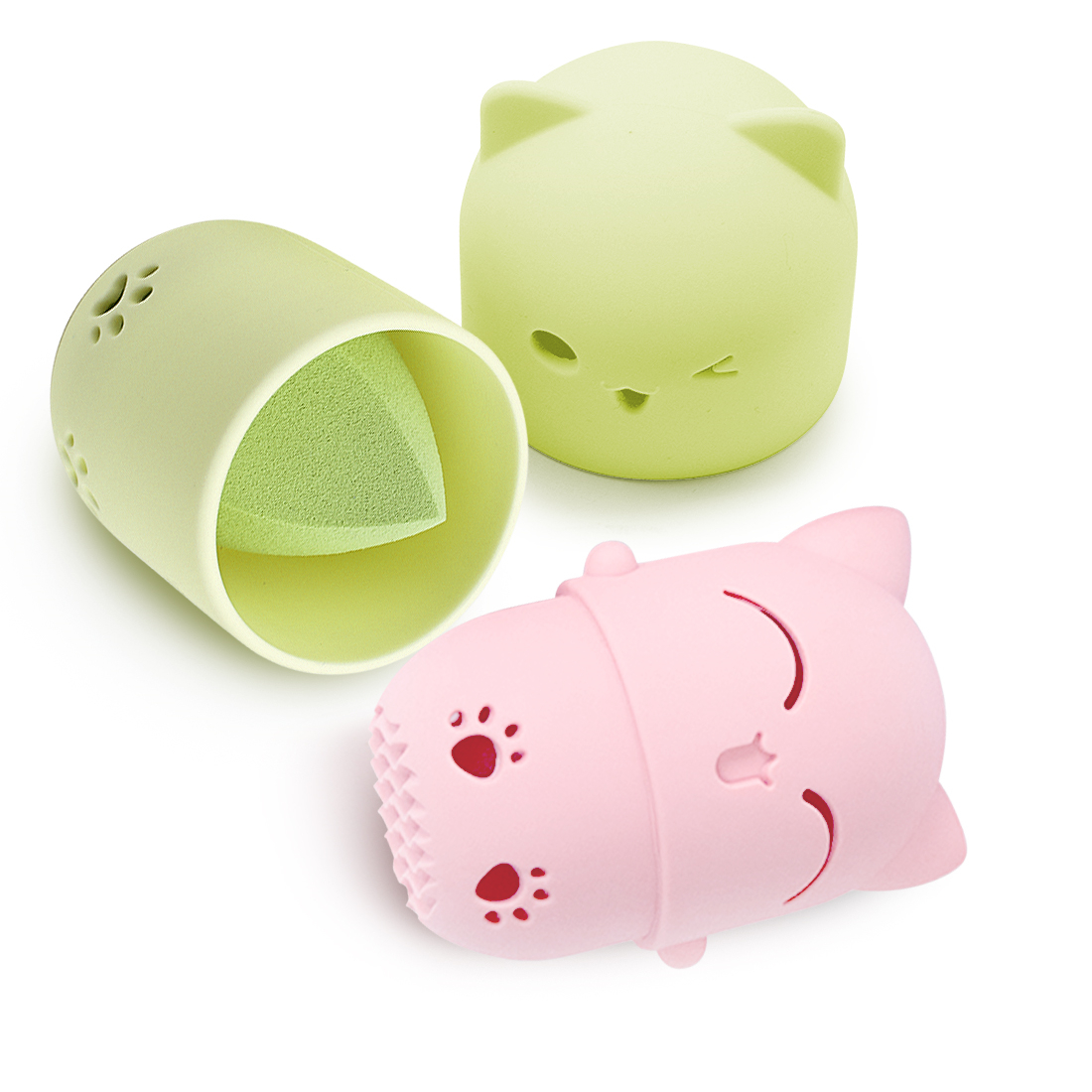 Kalevel 2pcs Beauty Sponge Container Silicone Makeup Sponge Travel ...