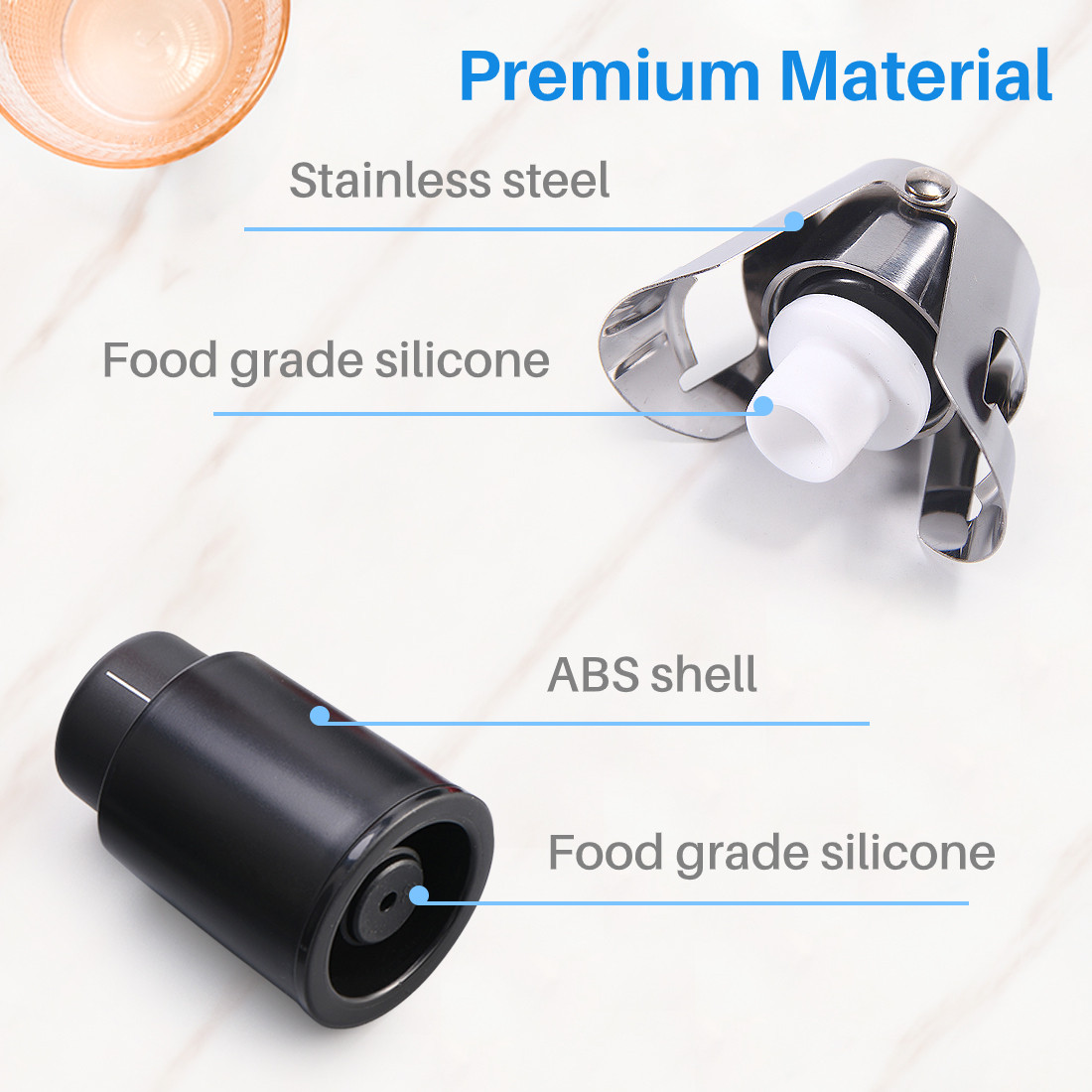 Kalevel 2 Pack Wine Stopper Savers Vacuum Pump Plastic Wine Bottle ...