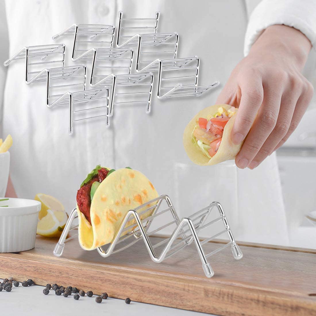 Kalevel 3 Pack Stainless Steel Taco Holders Taco Stand Truck Oven Grill ...