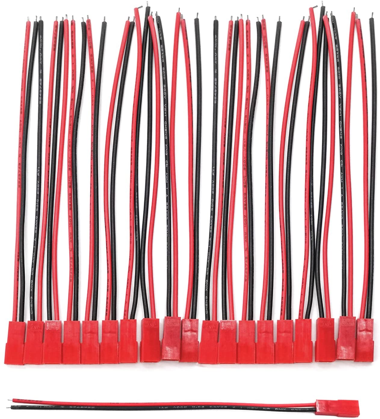 Kalevel 20pcs JST Connector 2 Pin JST Plug Male Adapter Cable Wire 22 ...