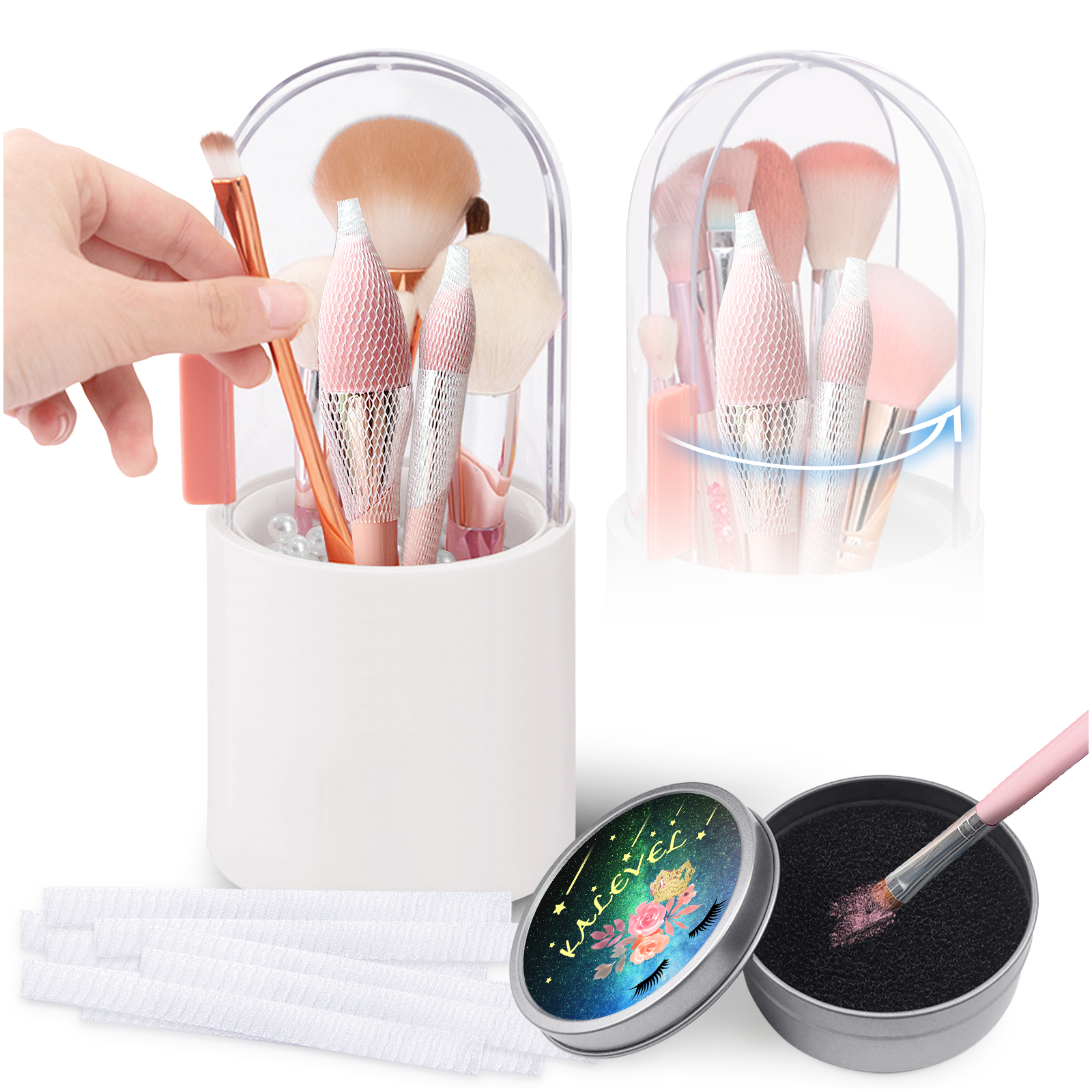 Kalevel Makeup Brush Organizer Pearl Cosmetic Brush Holder with Color ...