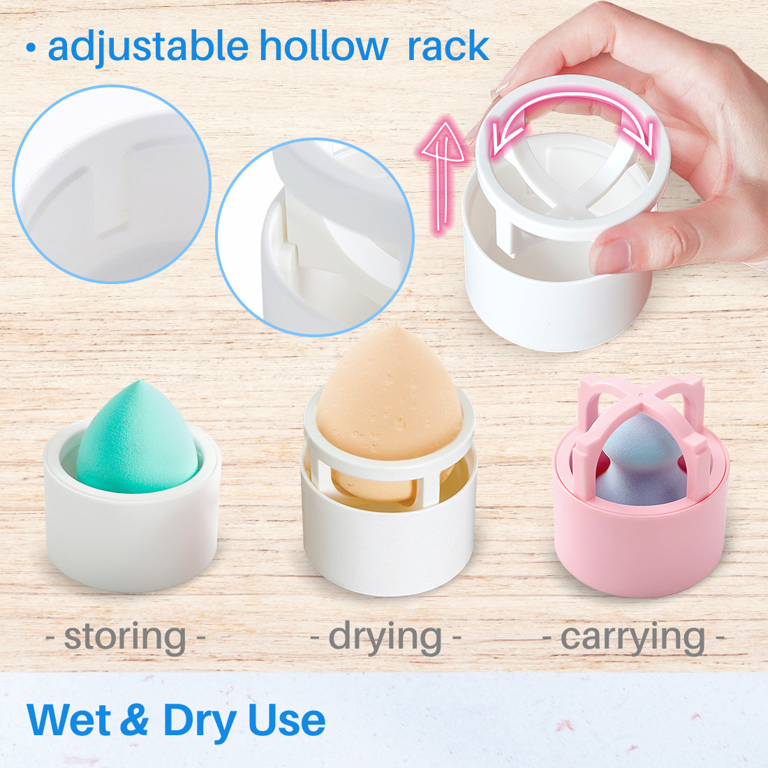 Kalevel 2pcs Makeup Sponge Holder Travel Protective Carrying Case ...