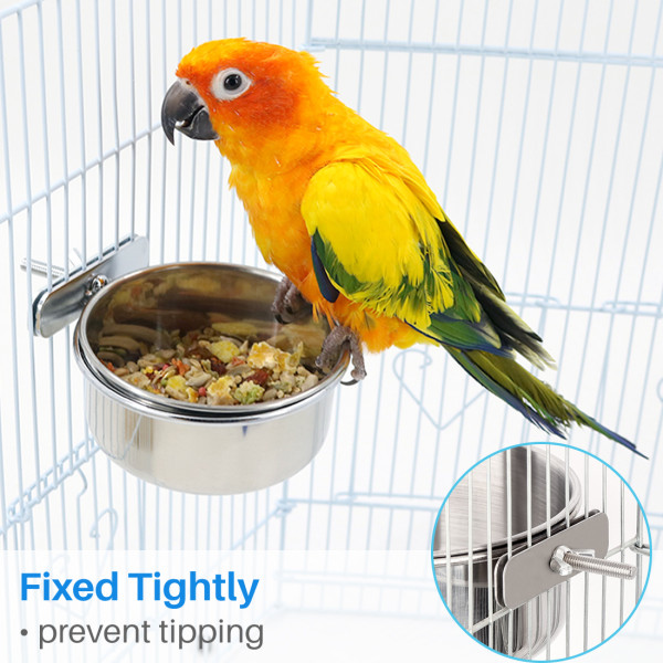 Kalevel 3 Sizes Bird Food Dish Stainless Steel Parrot Bowl Feeder Cage ...